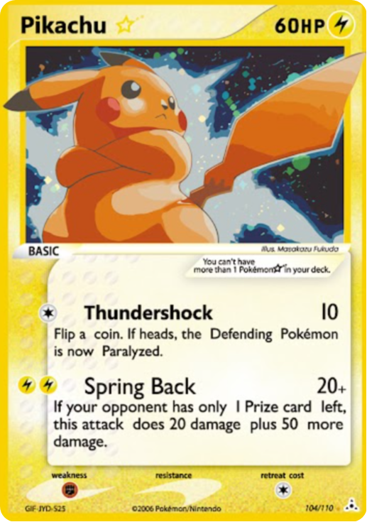 Pikachu [GOLD STAR] #104 English Pokemon Holon Phantoms - HOLO CUSTOM